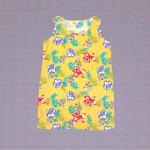 Vintage | Dresses | Vintage Gw Studio Yellow Linen Oversized Floral ...